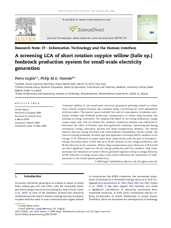 (PDF) A screening LCA of short rotation coppice willow (Salix sp ...