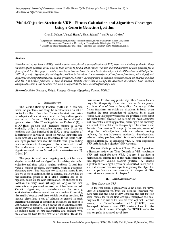 (PDF) Multi-Objective Stochastic VRP–Fitness Calculation and Algorithm ...