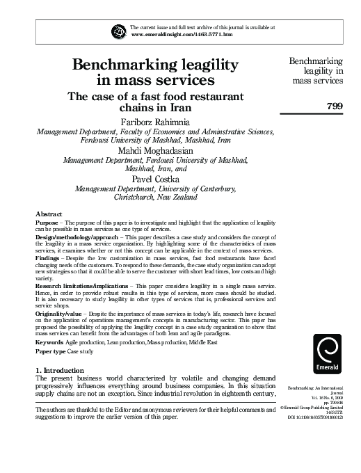 (PDF) The case of a fast food restaurant