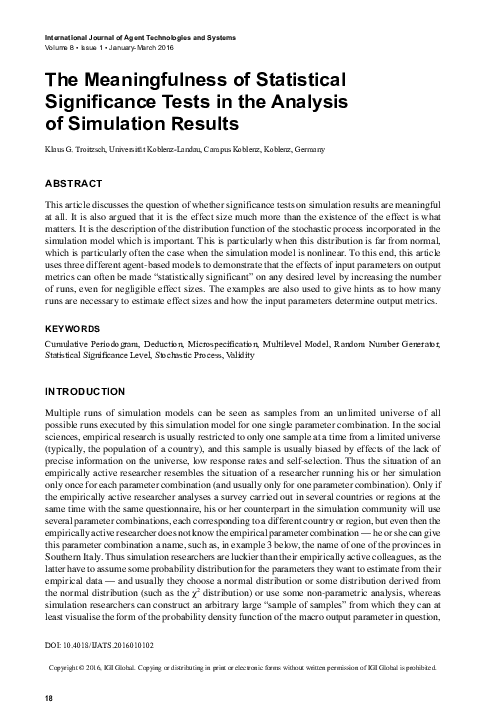 (PDF) The Meaningfulness of Statistical Significance Tests in the ...