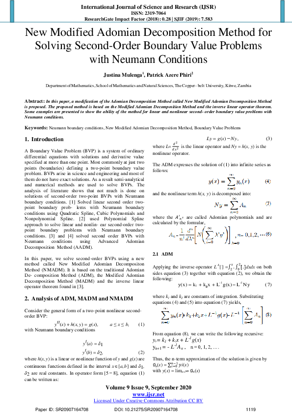 (PDF) New Modified Adomian Decomposition Method for Solving Second-Order Boundary Value Problems ...