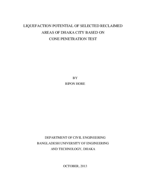 (PDF) Liquefaction potential of selected reclaimed areas of Dhaka city ...