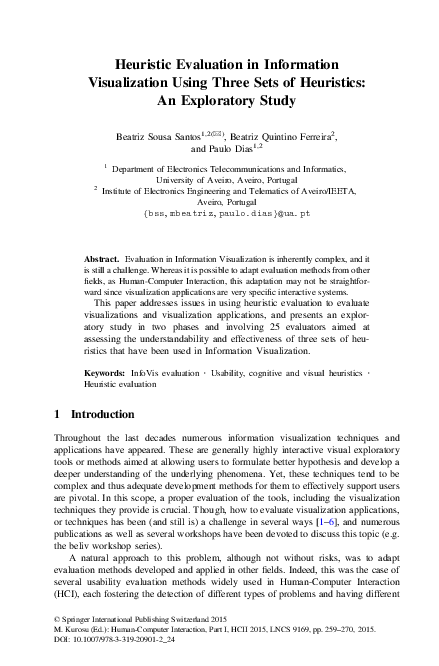 (PDF) Heuristic Evaluation in Information Visualization Using Three ...