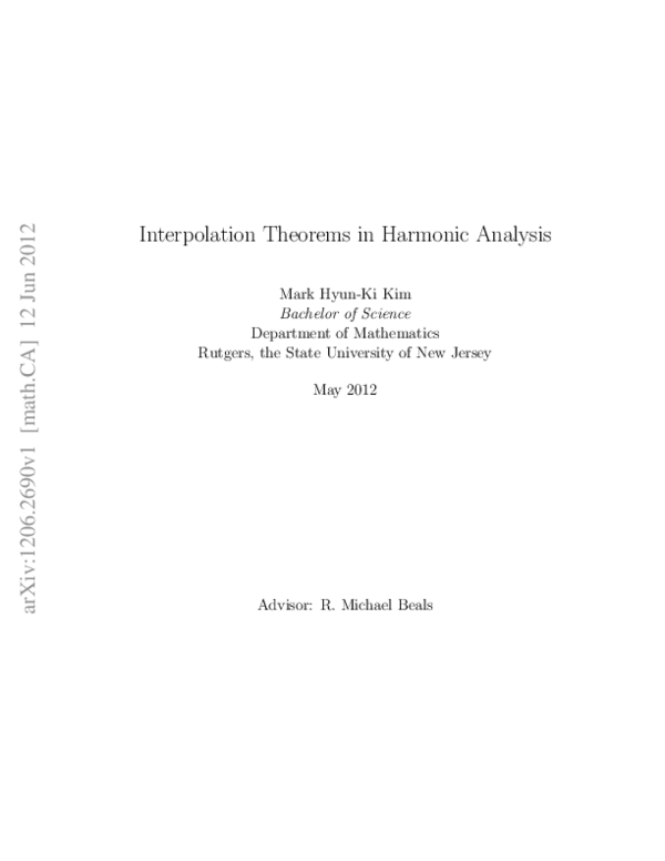 (PDF) Interpolation Theorems in Harmonic Analysis