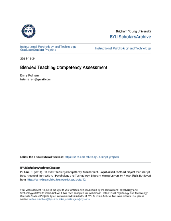 (PDF) Blended Teaching Competency Assessment