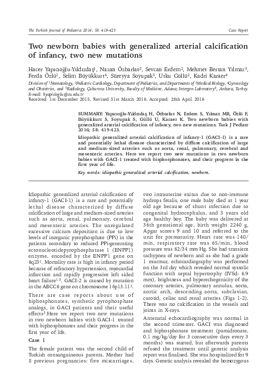 (PDF) Two newborn babies with generalized arterial calcification of ...