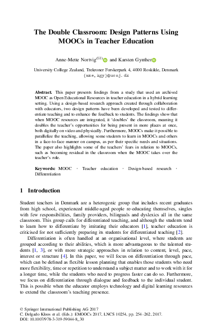 (PDF) The Double Classroom: Design Patterns Using MOOCs in Teacher ...