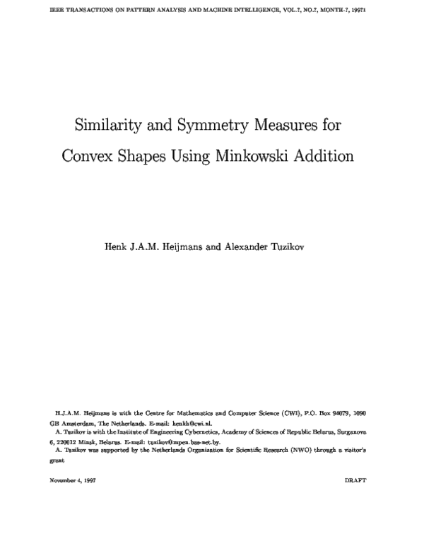 (PDF) Similarity and symmetry measures for convex shapes using Minkowski addition | Alexander ...
