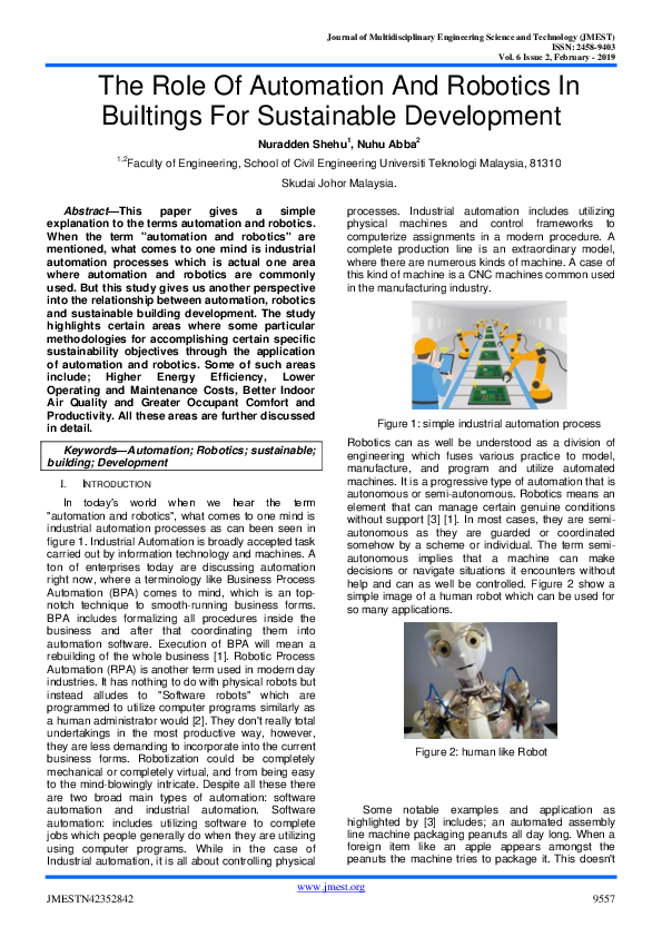 (PDF) The Role Of Automation And Robotics In Builtings For Sustainable ...