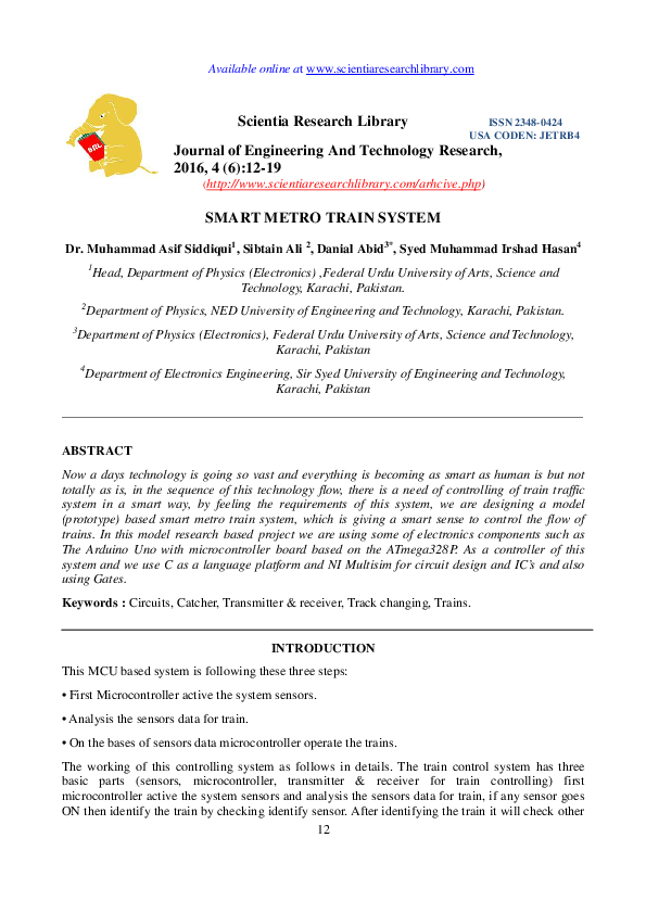 (PDF) Smart Metro Train System