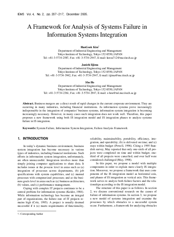 (PDF) A Framework for Analysis of Systems Failure in Information ...