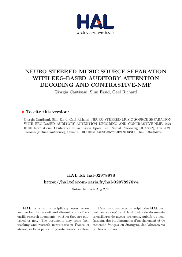 (PDF) Neuro-Steered Music Source Separation With EEG-Based Auditory Attention Decoding And ...