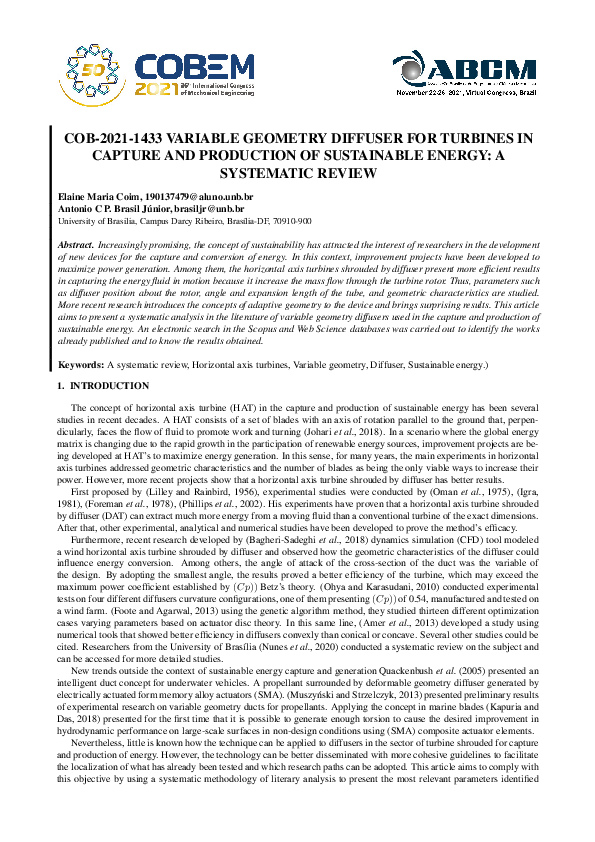 (PDF) Variable Geometry Diffuser for Turbines in Capture and Production ...