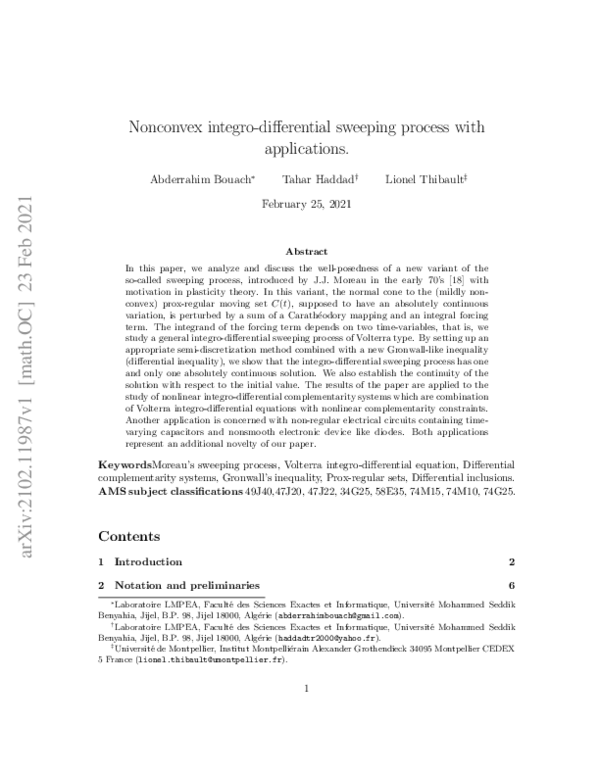 (PDF) Nonconvex integro-differential sweeping process with applications
