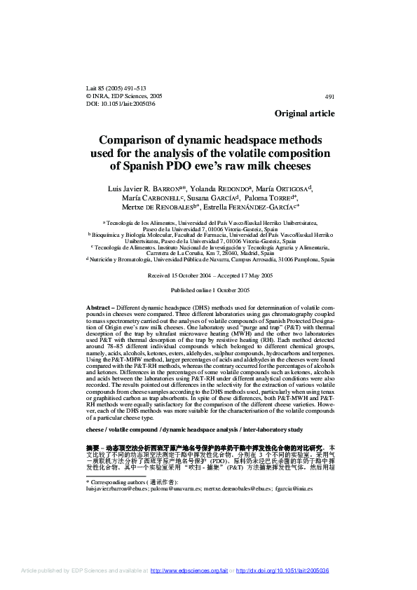 (PDF) Comparison of dynamic headspace methods used for the analysis of ...