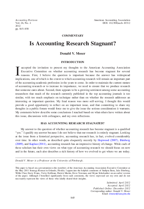 (PDF) Is Accounting Research Stagnant?