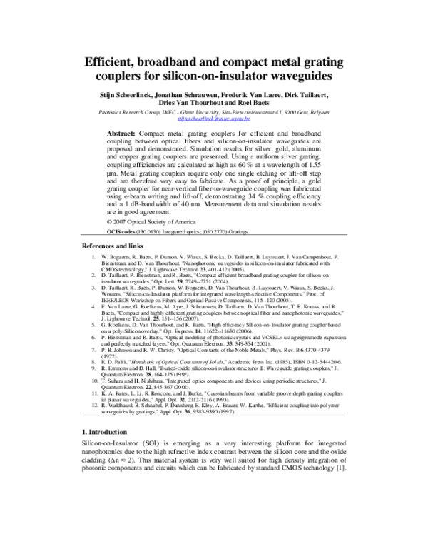 (PDF) Buried-oxide silicon-on-insulator structures. I. Optical waveguide characteristics