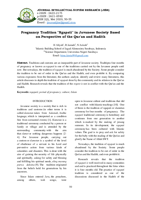 (PDF) Pregnancy Tradition "Ngapati" in Javanese Society Based on ...