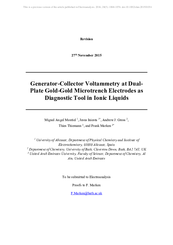 (PDF) Generator-Collector Voltammetry at Dual-Plate Gold-Gold ...