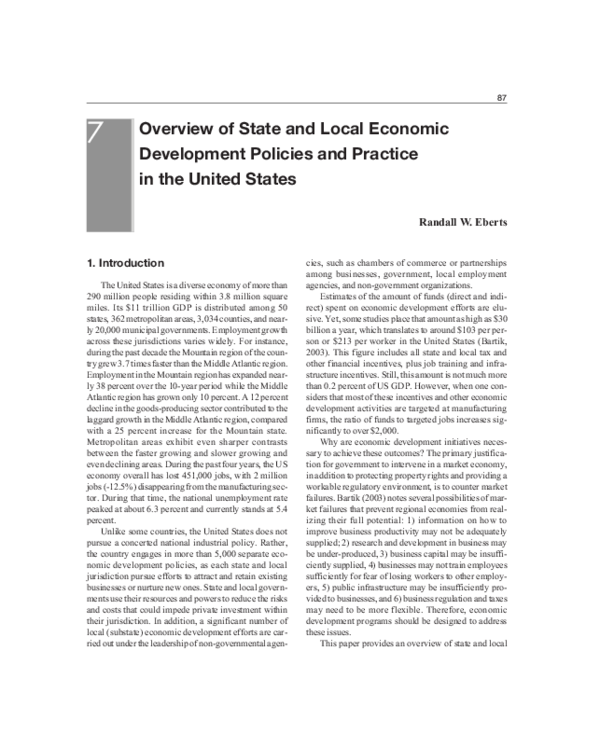 (PDF) Overview of State and Local Economic Development Policies and ...