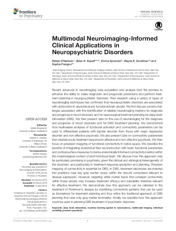 (PDF) Multimodal Neuroimaging-Informed Clinical Applications in ...