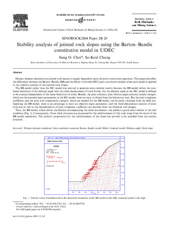 (PDF) Stability analysis of jointed rock slopes using the Barton–Bandis ...