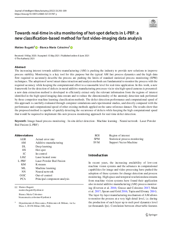 (PDF) Towards real-time in-situ monitoring of hot-spot defects in L-PBF ...