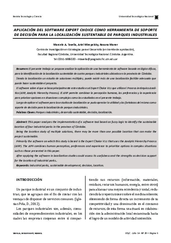 (PDF) Aplicación del Software Expert Choice como Herramienta de Soporte ...