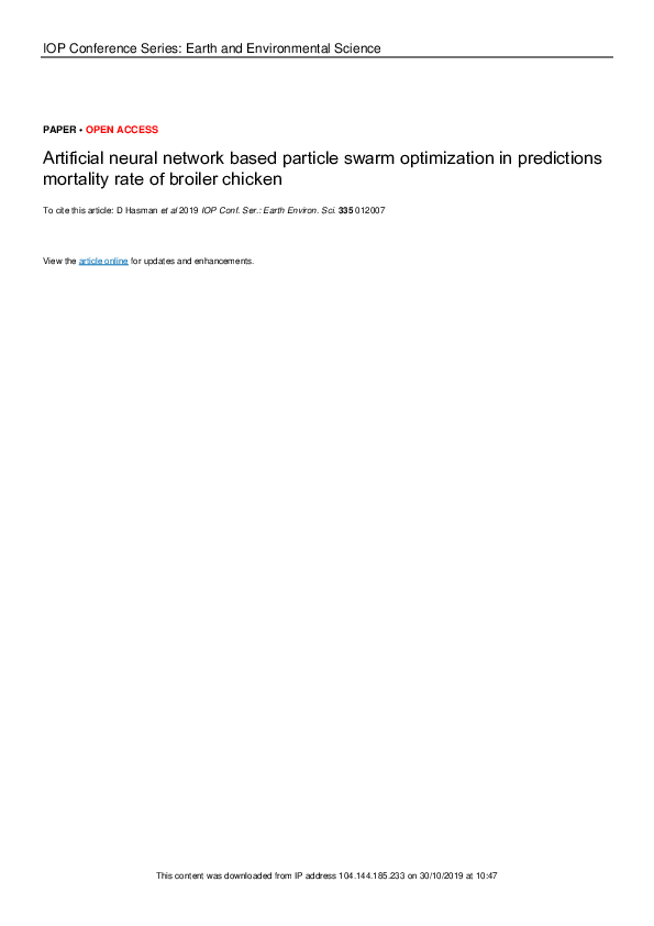 Pdf Artificial Neural Network Based Particle Swarm Optimization In