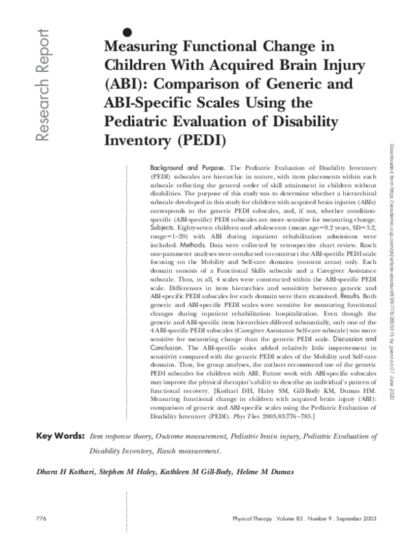 (PDF) Measuring functional change in children with acquired brain ...