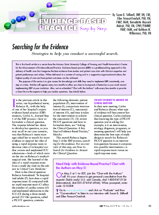 (PDF) Evidence-Based Practice, Step by Step: Searching for the Evidence