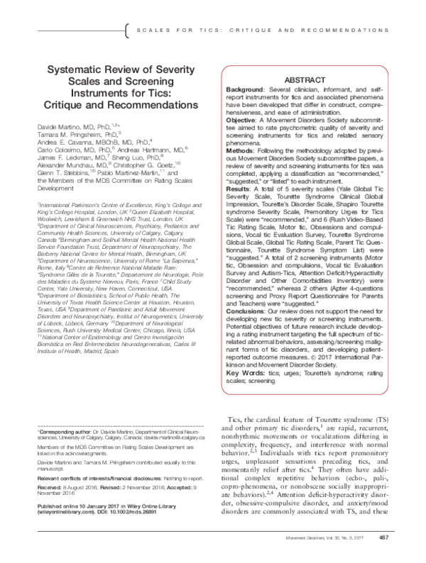 (PDF) Systematic review of severity scales and screening instruments ...