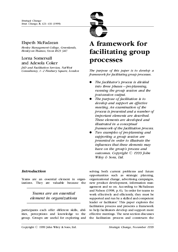 (PDF) A framework for facilitating group processes
