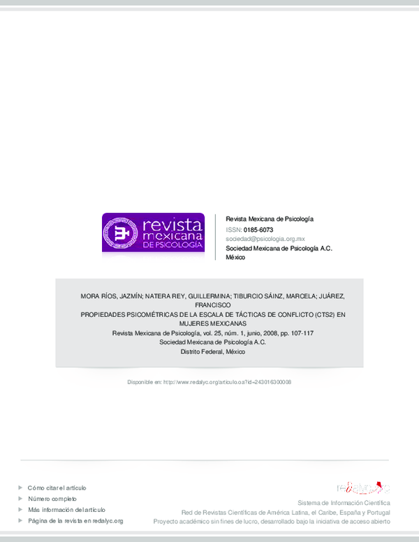 (PDF) Propiedades Psicométricas De La Escala De Tácticas De Conflicto ...