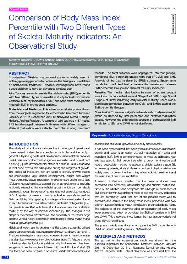 Pdf Comparison Of Body Mass Index Percentile With Two Different Types
