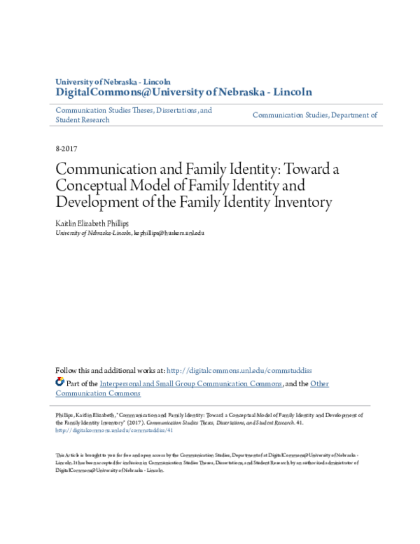 (PDF) Communication and Family Identity: Toward a Conceptual Model of ...