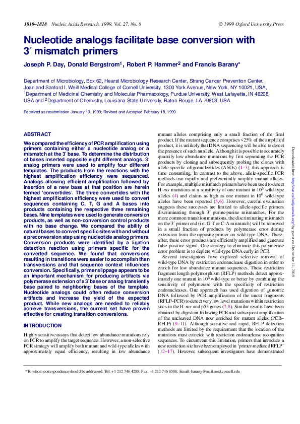 Pdf Nucleotide Analogs Facilitate Base Conversion With 3 Mismatch