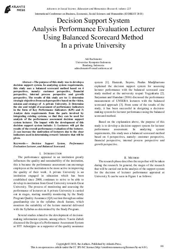 (PDF) Decision Support System Analysis Performance Evaluation Lecturer Using Balanced Scorecard ...