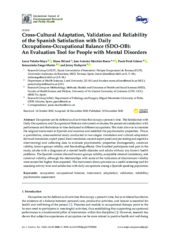 (PDF) Cross-Cultural Adaptation, Validation and Reliability of the Spanish Satisfaction with ...