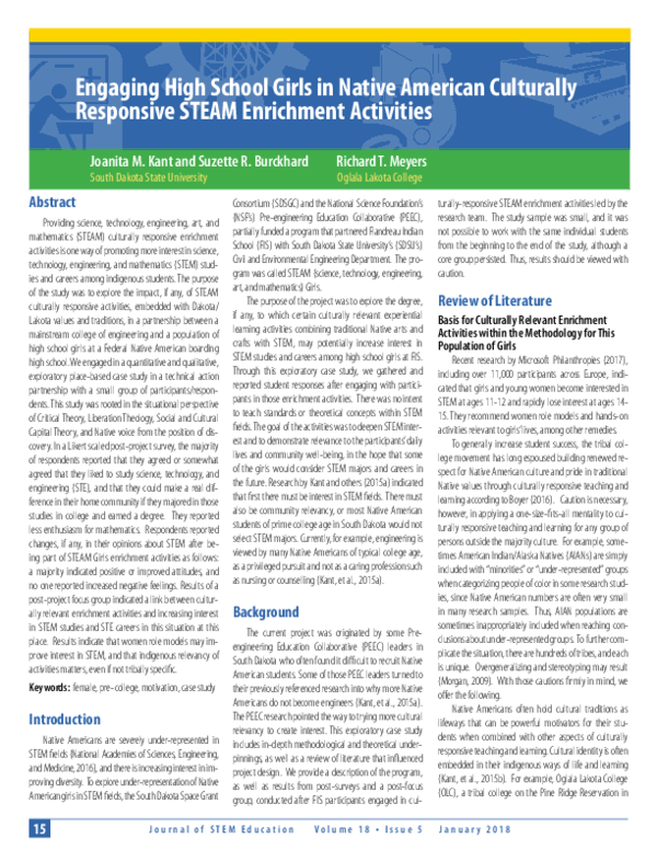 (PDF) Engaging High School Girls in Native American Culturally ...