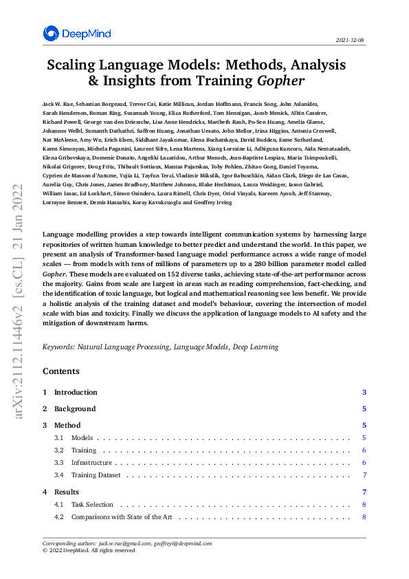 (PDF) Scaling Language Models: Methods, Analysis & Insights from Training Gopher