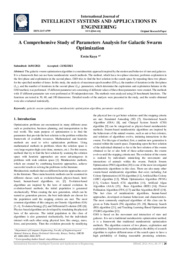 (PDF) A Comprehensive Study of Parameters Analysis for Galactic Swarm Optimization