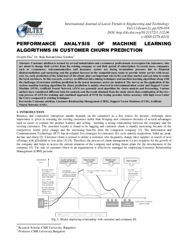 (PDF) Performance Analysis of Machine Learning Algorithms in Customer Churn Prediction