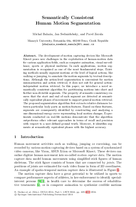 (PDF) Semantically Consistent Human Motion Segmentation