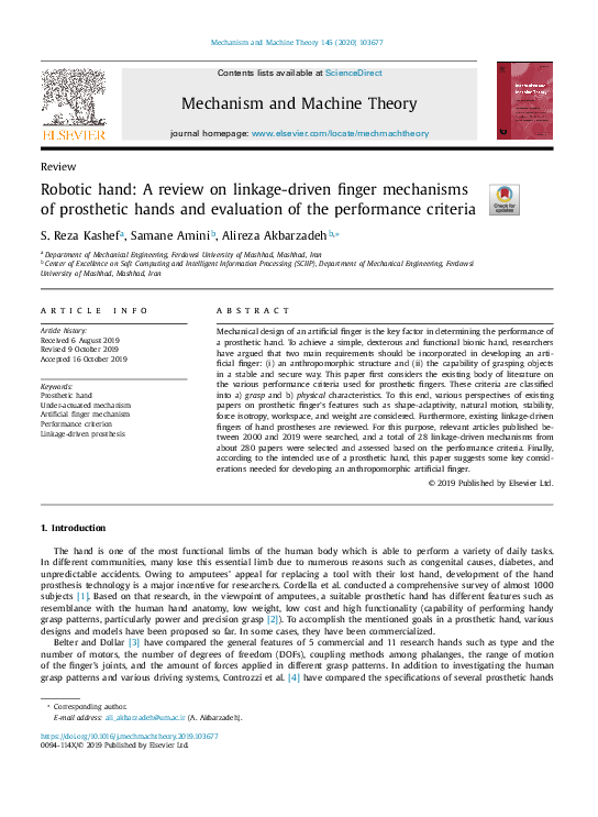 (PDF) Robotic hand: A review on linkage-driven finger mechanisms of ...