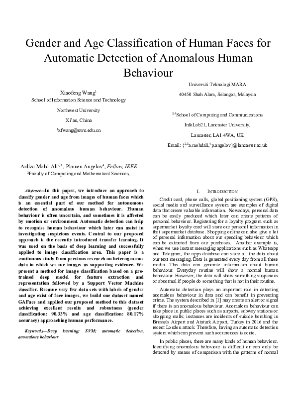 (PDF) Gender and Age Classification of Human Faces for Automatic ...