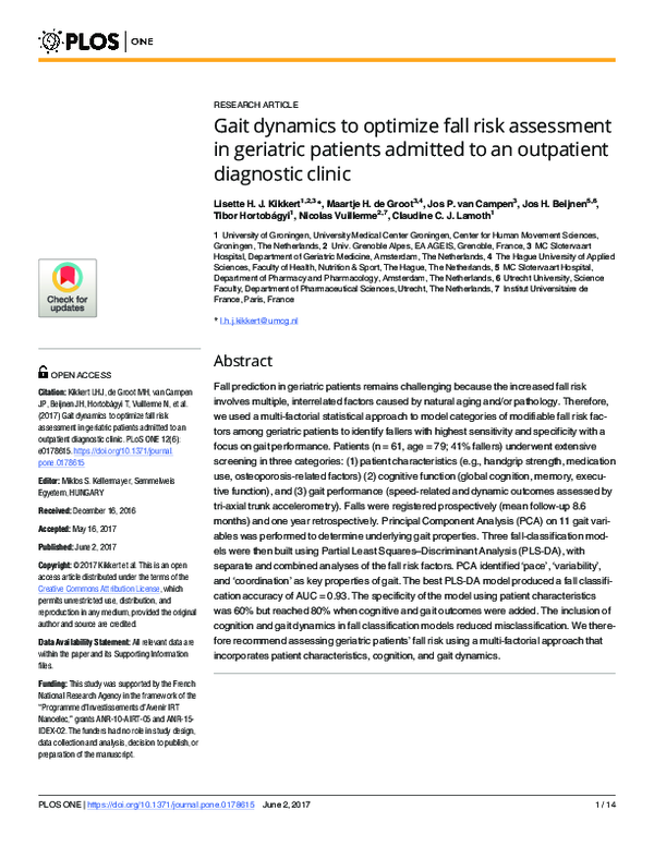 (PDF) Gait dynamics to optimize fall risk assessment in geriatric ...