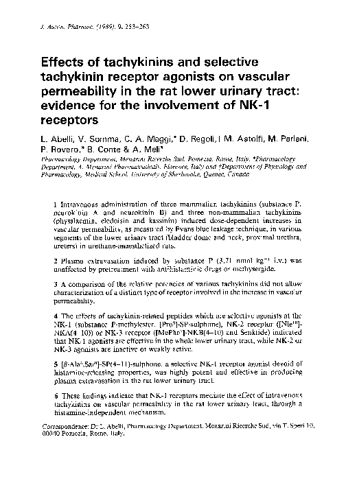 (PDF) Effects of tachykinins and selective tachykinin receptor agonists ...