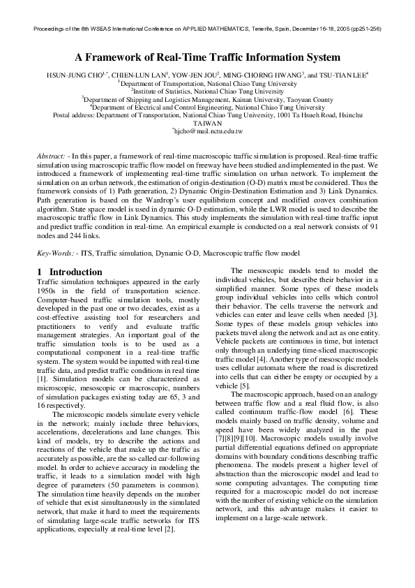 (PDF) A framework of real-time traffic information system