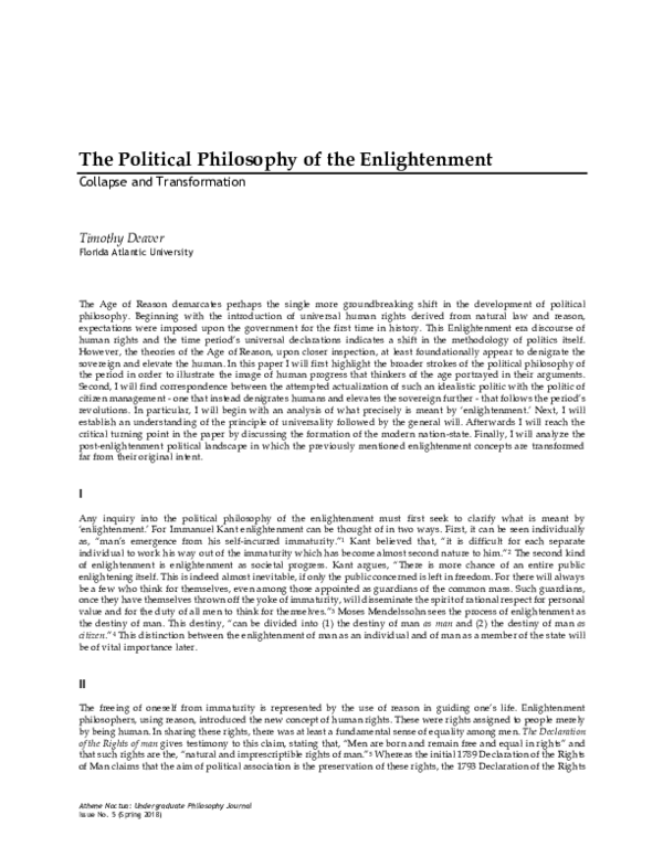 (PDF) The Political Philosophy of the Enlightenment Collapse and ...